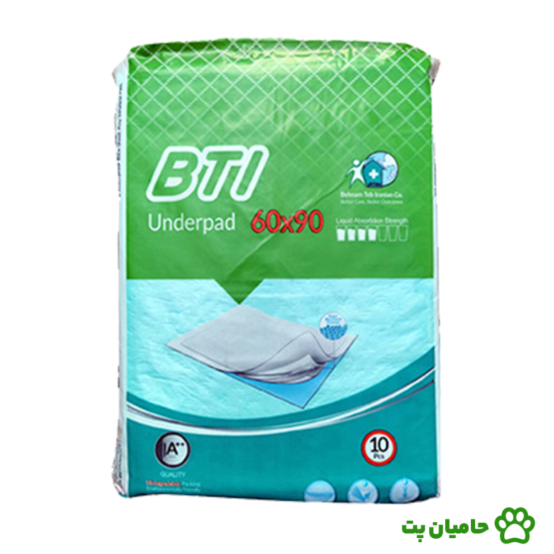 پد بهداشتی سگ و گربه BTI مدل 60 در 90 بسته 10 عددی - پت شاپ حامیان پت
